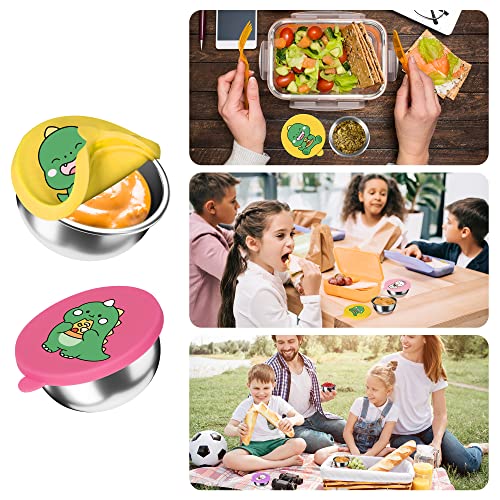 holoith Salad Dressing Container To Go,6 Pcs 2.4 oz Condiment Cups Small Containers with Lids Stainless Steel Sauce Containers for Lunch Box Leak Proof Reusable Lunch Box Containers