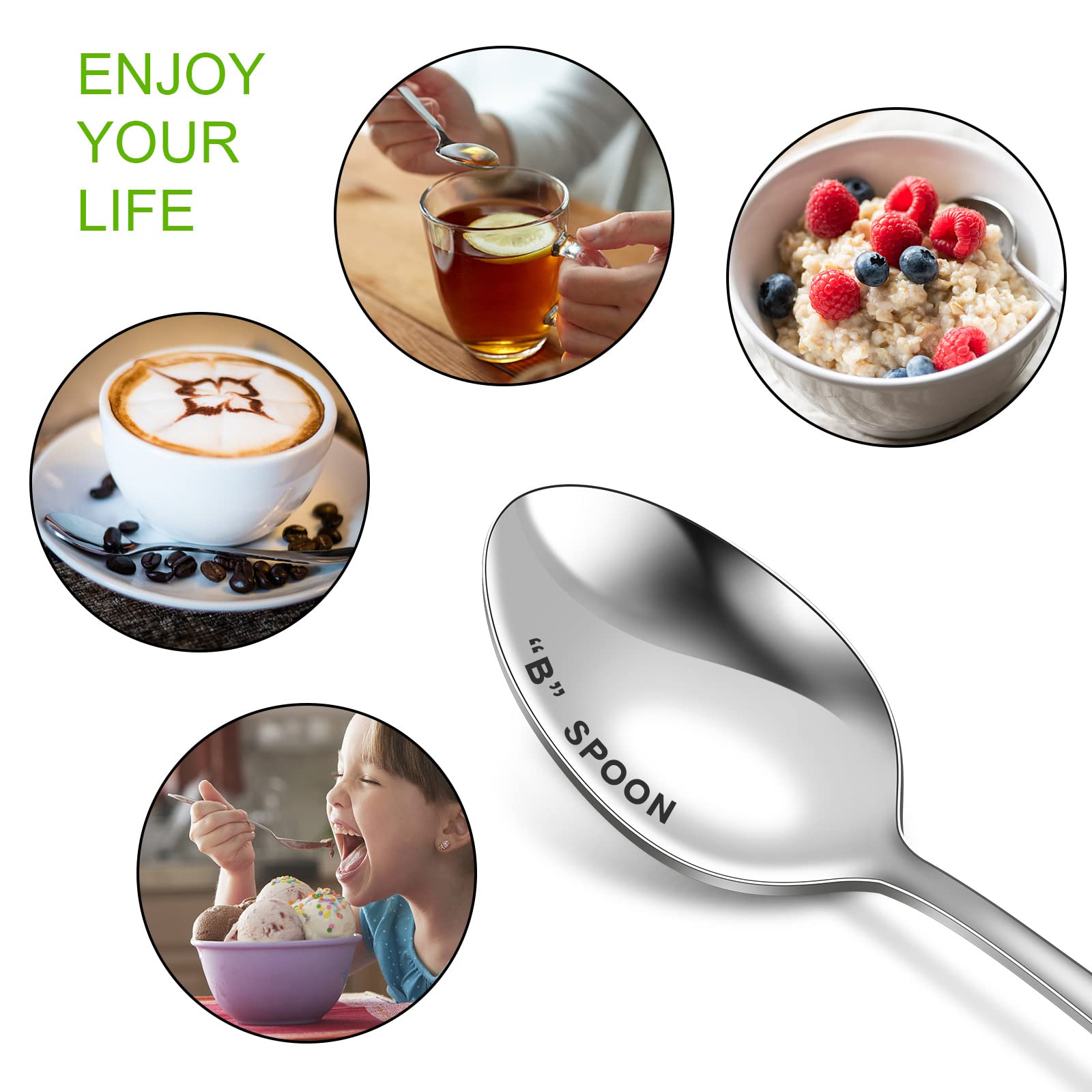 Personalized Custom tablespoon stainless steel,Custom Teaspoon stainless steel Engraved name ice cream Spoon Personalized Valentine's Day Easter Anniversary Wedding Gift (Silver)