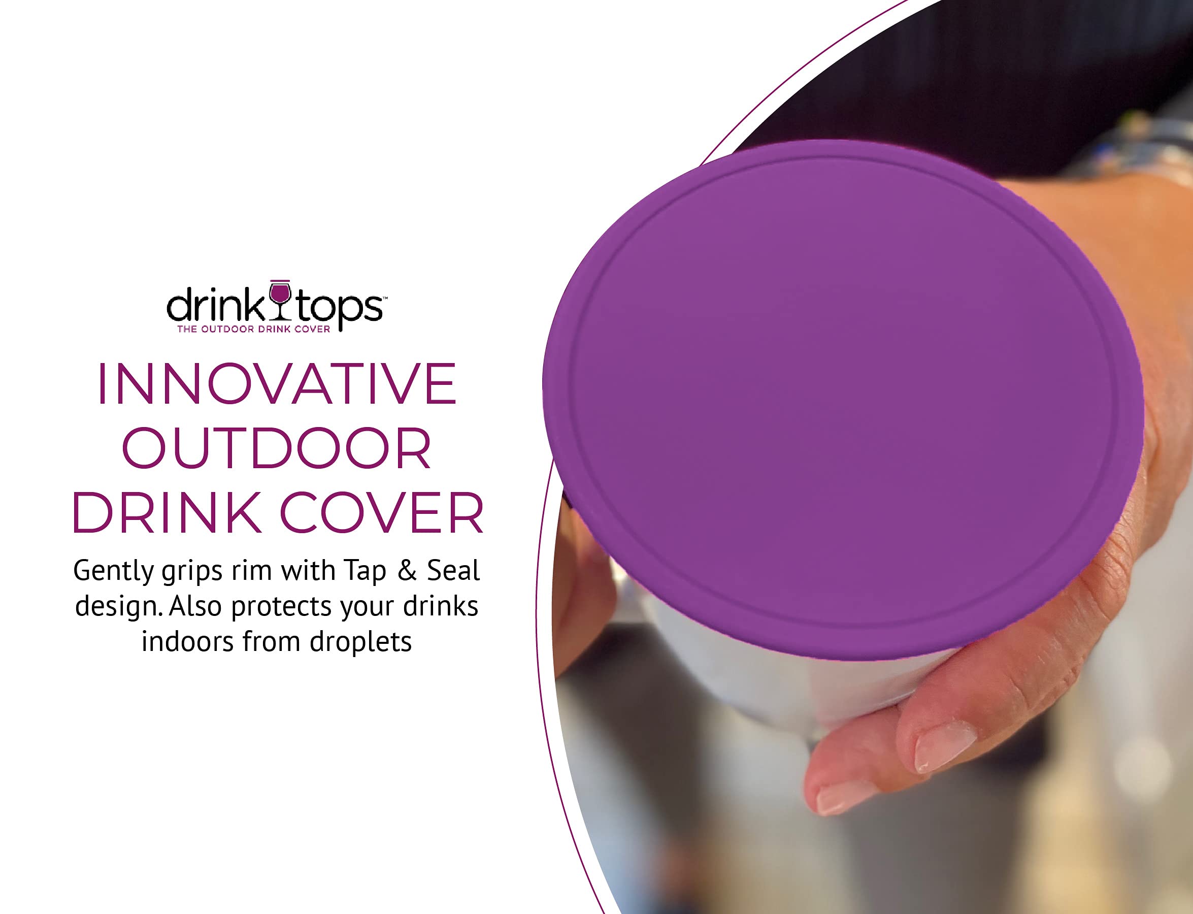 Drink Tops Tap and Seal Coffee and Tea Covers - Gently Suctions to Mugs to Keep Drinks Warmer Longer and Reduce Splashing - BPA Free Silicone Coffee Mug Cover - 4pk - Silo