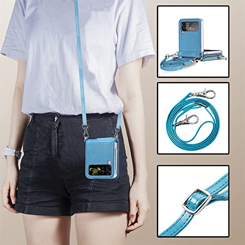 Suitable for Samsung Galaxy Z Flip4 Phone case Long Lanyard Insert Card Creative 2 in 1 Removable Zip case,T1,for Samsung Z Flip 3
