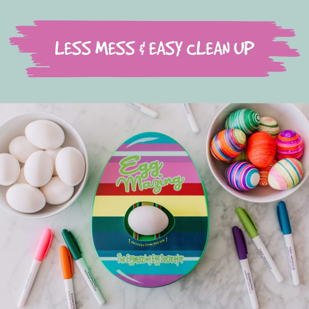 The EggMazing Easter Egg Mini Decorator Kit Arts and Crafts Set - Includes Egg Decorating Spinner and 6 Markers [Packaging May Vary]