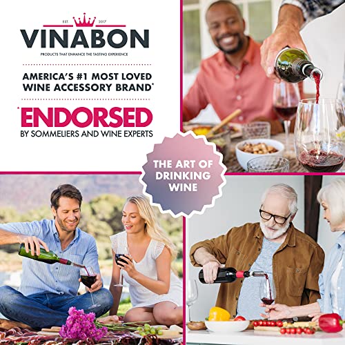 VINABON Wine Aerator β New 2023 Premium Wine Aerating Pourer and Wine Air Aerator Decanter Spout β Improves Wine Flavor & Bouquet. Includes WineGuide Ebook