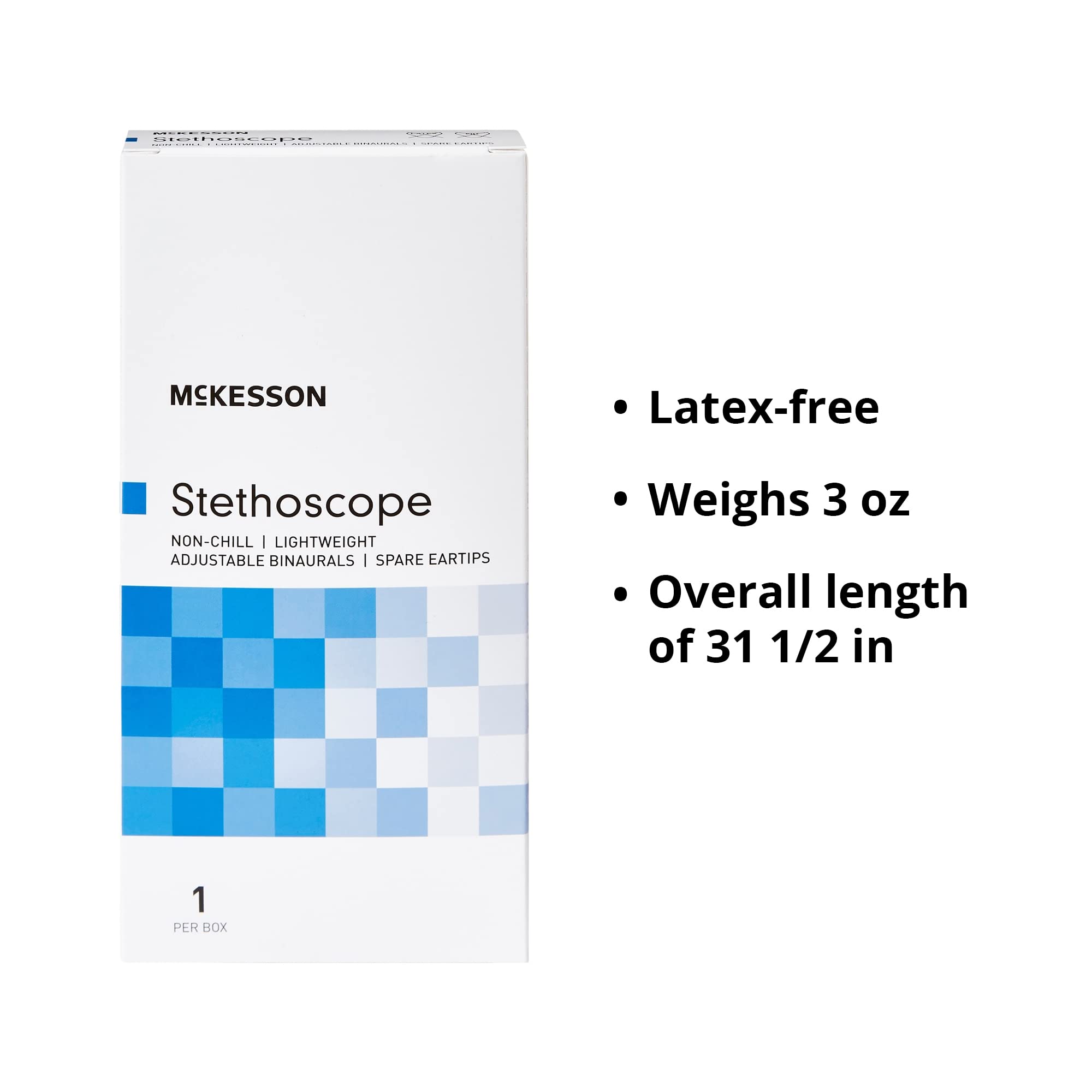 McKesson Stethoscope, Lightweight, Single Head, Diaphragm Only, Adjustable Binaurals, Royal Blue, 21 in, 1 Count