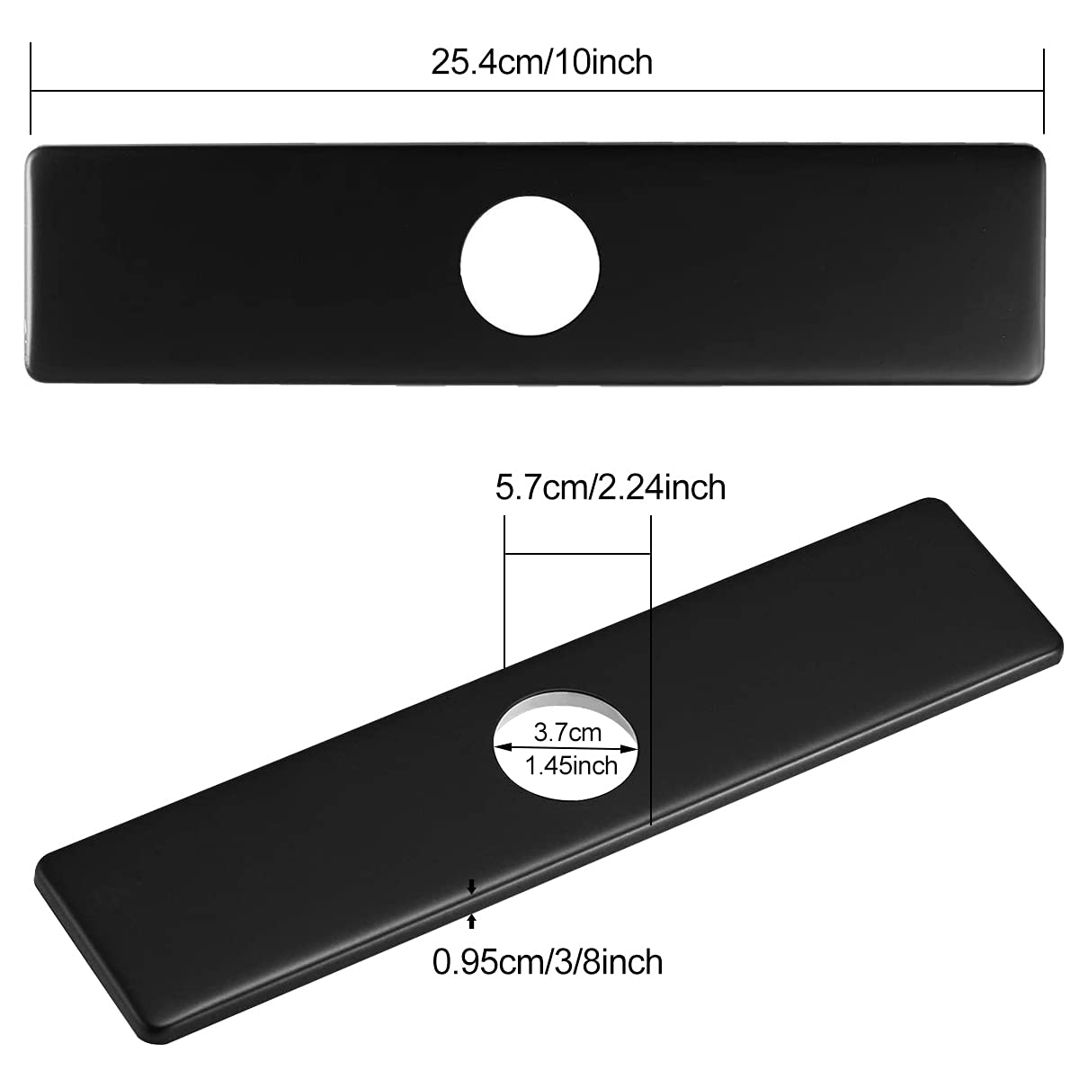 COOLWEST 10 Inch Hole Cover Deck Plate Stainless Steel Black Square Escutcheon Plate for 1 or 3 Hole Kitchen or Bathroom Sink Faucet Tap Cover Plate