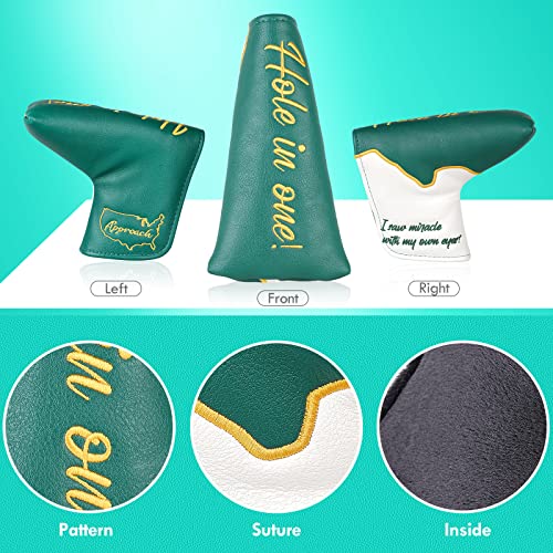 Craftsman Golf Hole in One Green and White Blade Putter Headcover Magnetic Closure