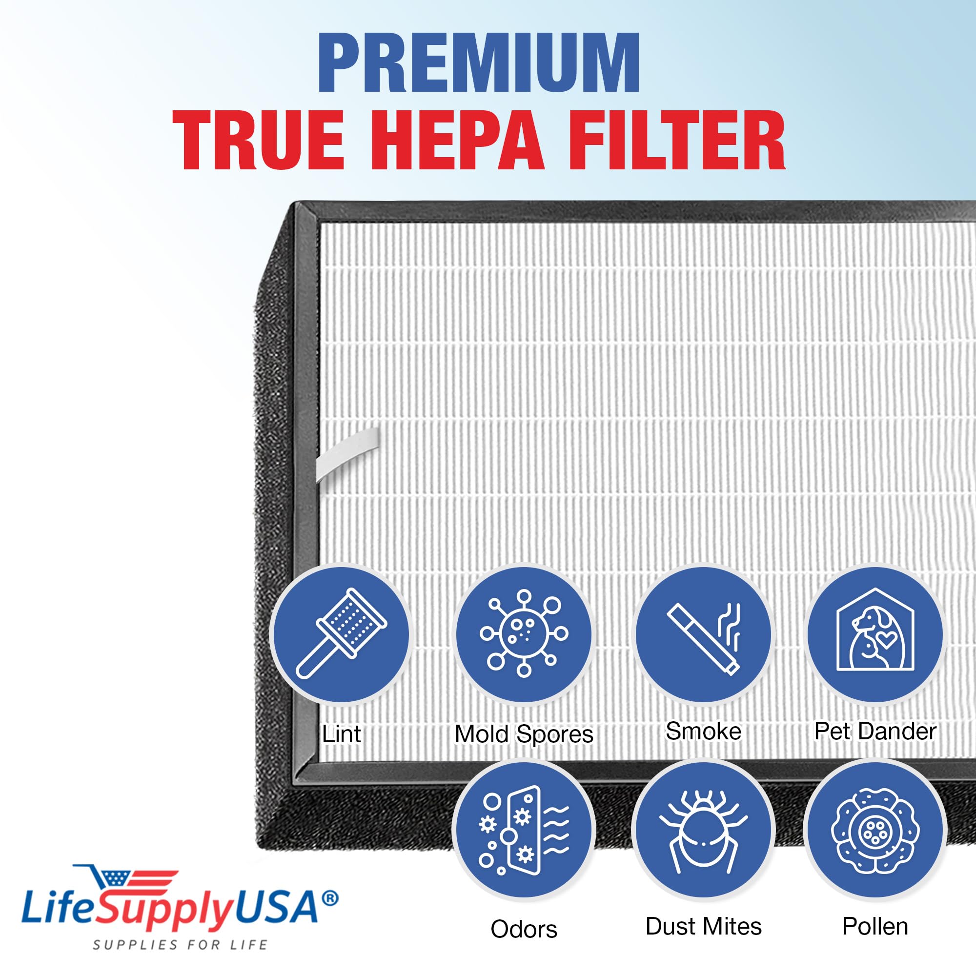 LifeSupplyUSA True HEPA Filter Replacement Compatible with Alen Air BreatheSmart BF35 Air Purifier