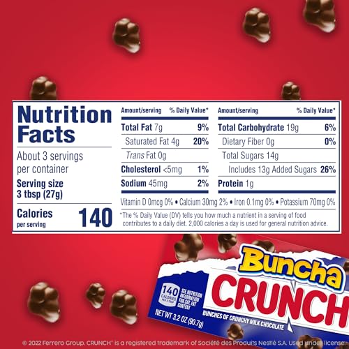 CRUNCH Buncha CRUNCH, Bulk 12 Pack, Milk Chocolate and Crisped Rice, Movie Theater Candy Box, 3.2 oz Each