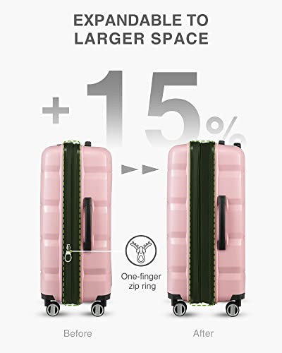 LUGGEX Pink 28 Inch Luggage with Spinner Wheels - Expandable Large Checked Luggage - Lightweight Adventure Partner (Pink Suitcase)
