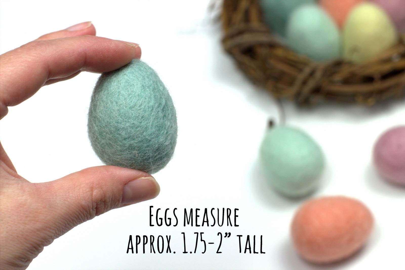 Felted Easter Eggs- SET OF 6 or 12- Wool Felt Easter Eggs for Spring- Pastel, Decor, Crafts- Each egg approx. 1.75-2" Tall