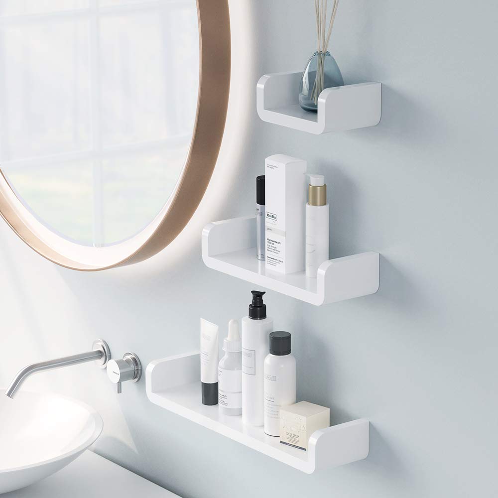 LAIGOO 4 Pcs Screw Adhesive Hook Sticker/Wall Hook Replacement for Banthroom Shelf Floating Shelves