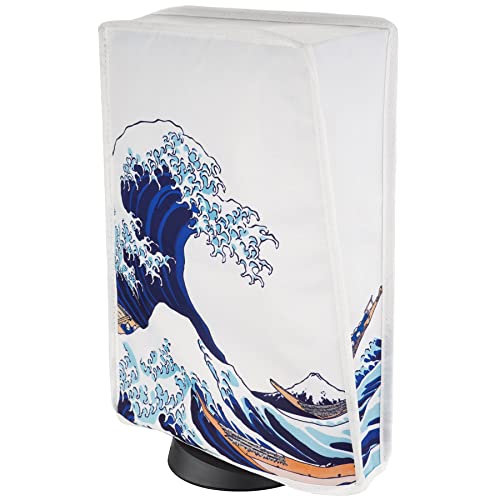 PlayVital Dust Cover for ps5, Soft Neat Lining Dust Guard for ps5 Console, Anti Scratch Waterproof Cover Sleeve for ps5 Console Digital Edition & Disc Edition - The Great Wave
