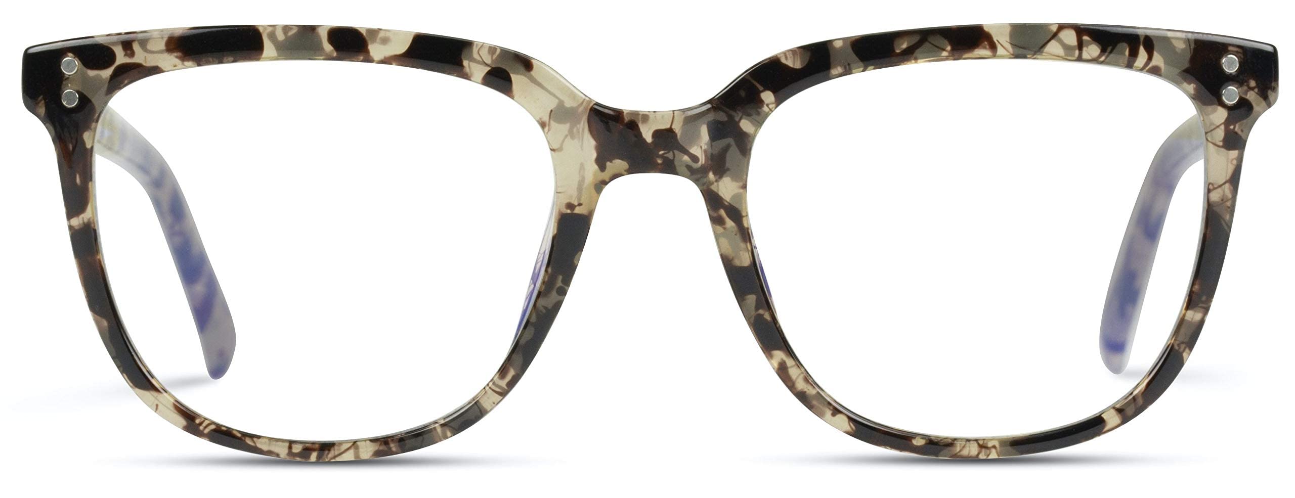 WearMe Pro - Square Rectangular Classic Flat Top Women Men Unisex Blue Light Glasses (Cream-Tortoise)