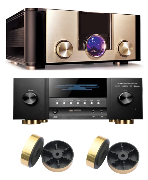 Sam&Johnny 4Pcs Speaker Spikes Stand Feets Audio Active Speakers Repair Parts Accessories DIY for Home Theater Sound System etc(Gold)