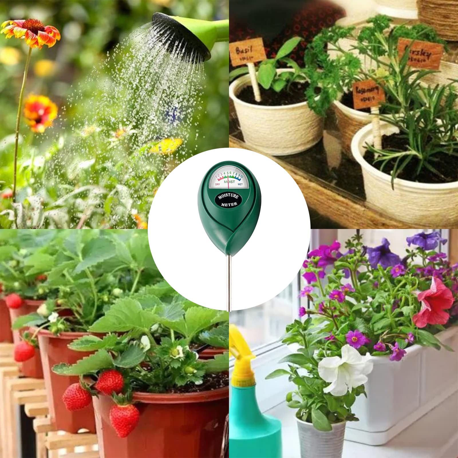 Hathdia Soil Moisture Meter, Plant Water Meter Soil Meter Moisture Sensor Hygrometer for Indoor Outdoor Plant Care,No Battery Needed(Green)