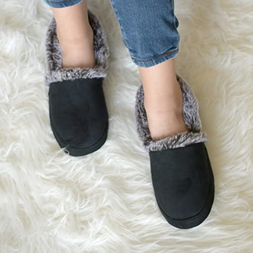 isotoner womens Recycled Microsuede a Line Slipper, Black, 6.5-7.5 US