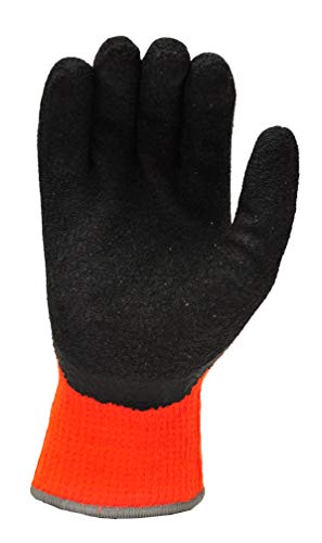G & F 1528L GripMaster Cold Weather Outdoor Work Gloves, Winter Driving Gloves, Micro-Foam Latex Double Coated, heavy Duty, Large, 1 Pair, Orange