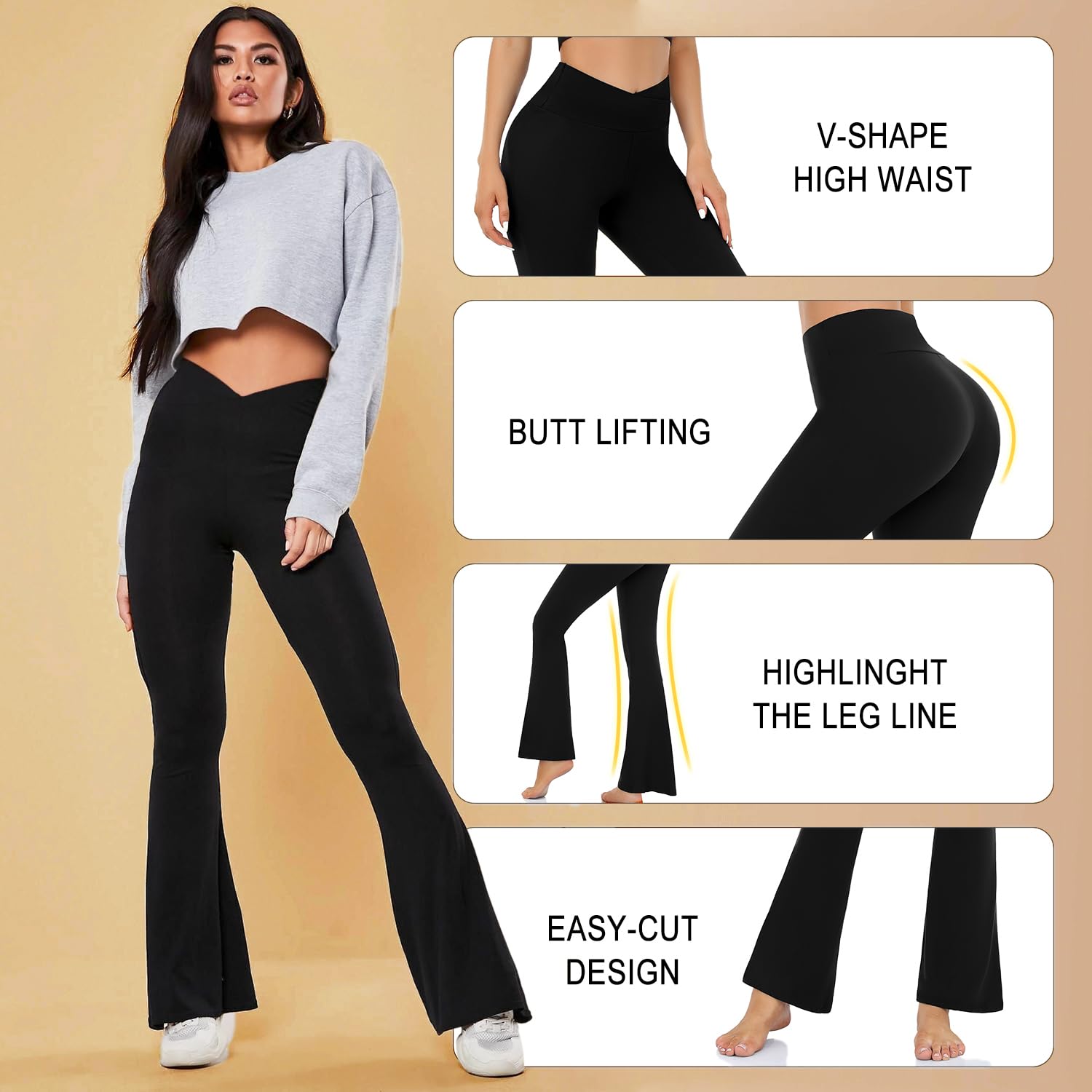 CTHH Women's Flare Yoga Pants-Crossover Flare Leggings for Women High Waisted Workout Soft Bootcut Leggings