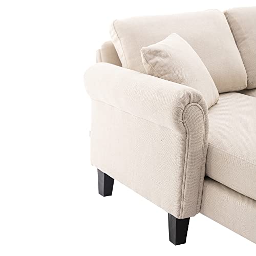 ERYE U-Shaped Sofa Couch Linen Upholstered Sectional Sofa&Couch with Ergonomical Curved Armrests and Movable Ottoman/Chaise for Home Office Apartment Living Room