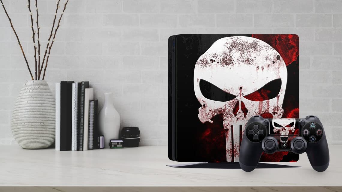 ZOOMHITSKINS Compatible with PS4 Slim Skin, Punisher Revenger Superhero Punishing, Durable & Fit, 3M Vinyl, Made in The USA