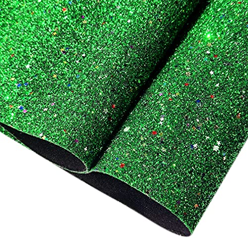HYANG Christmas Green PU Faux Leather Sheets 1 Roll 12"X53"(30cmX135cm), Faux Leather Very Suitable for Crafts Making Leather Earrings, Bows, Handbag ,Sewing (Glitter)