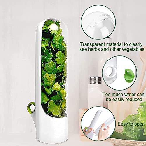 plplaaoo Herb saver pod, Herb Storage Container clear windowed,good watertight integrity,Fits in all standard refrigerator doors for Cilantro Mint Parsley Asparagus
