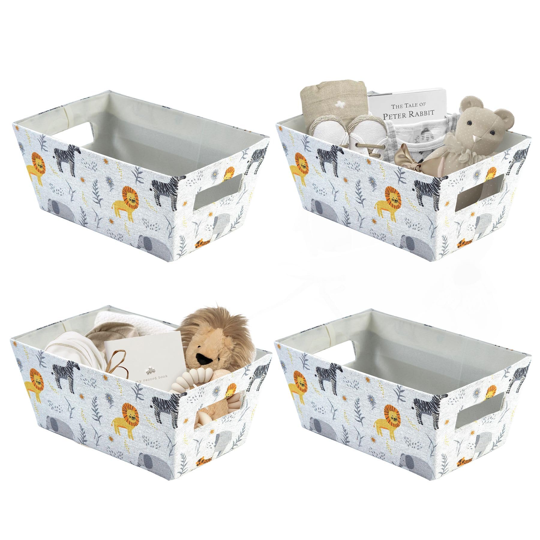 DECOMOMO Set of 6 | Foldable Storage Bin | Water Resistant Fabric Container with Handles | Great for Nurseries Closets Bathroom Toys Blankets | Home Décor (Rectangular, Lightweight)
