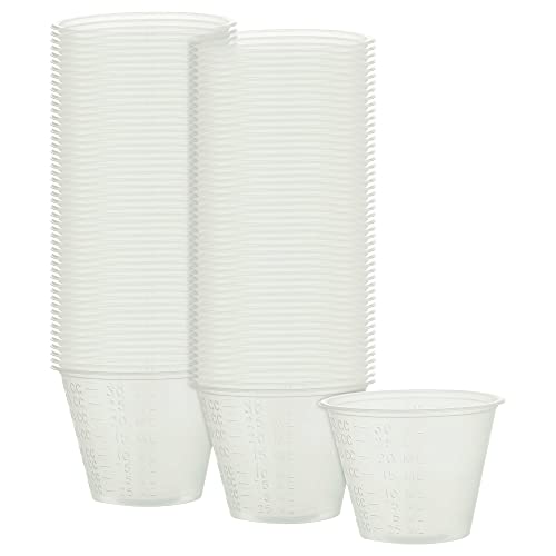 TCP Global Pack of 100, 1 Ounce (30ml) Graduated Plastic Clear Measuring and Mixing Cups - Hold, Mix Paint, Acrylic Art Hobby Airbrush Pouring Paint, Kitchen Cooking, Medicine, Laboratory Measurements
