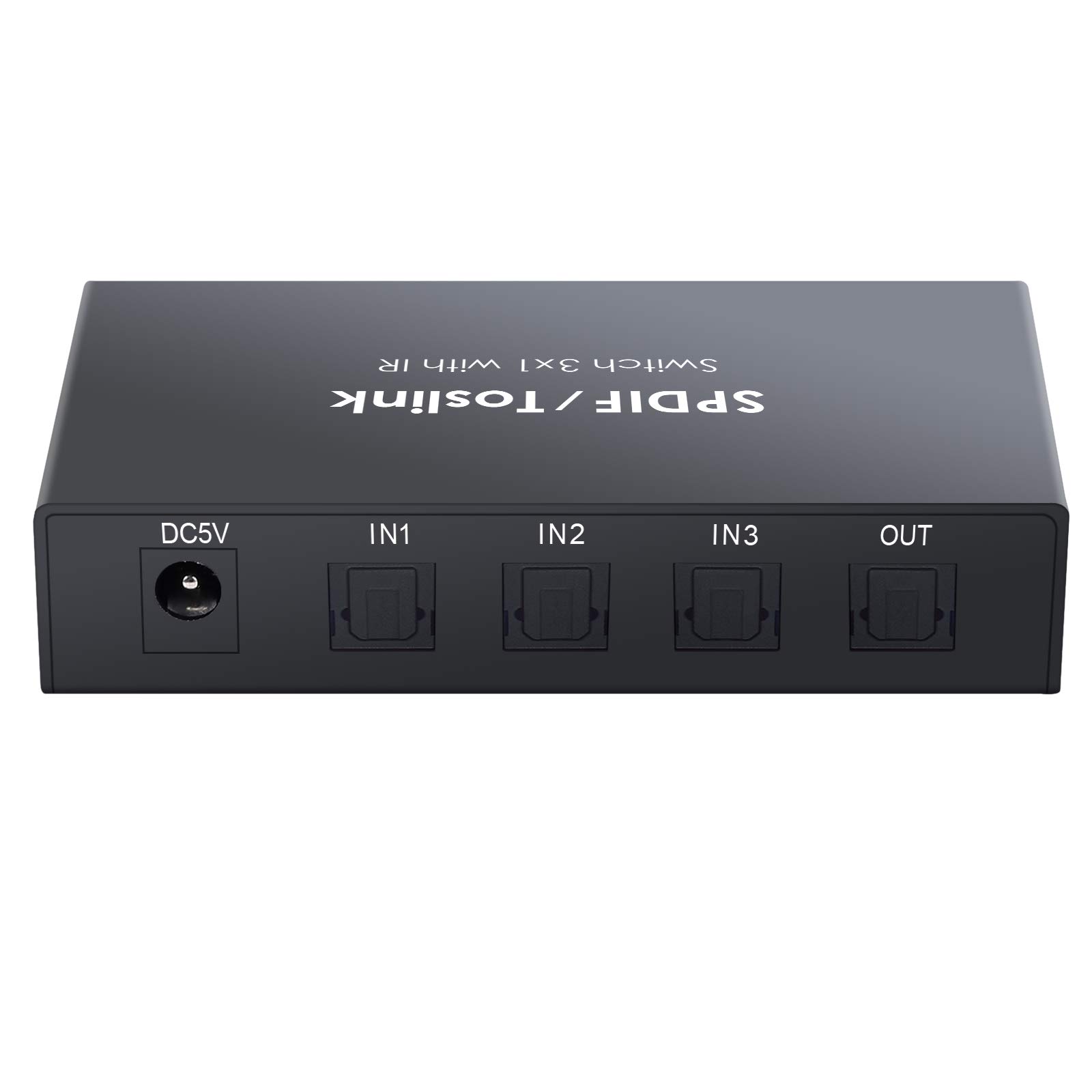 LiNKFOR Digital Toslink Optical 3x1 Switch with 3ft Optical Cable and IR Remote Control Aluminum Alloy Digital Audio SPDIF Toslink Optical Fiber Switcher 3 in 1 Out for PS3 Xbox Blue-Ray DVD HDTV