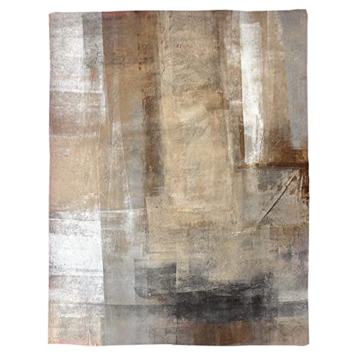Fleece Throw Blanket for Bed Couch Sofa Lightweight Plush Fuzzy Cozy Soft Blankets and Throws Brown and Grey Abstract Painting 40" x 50"