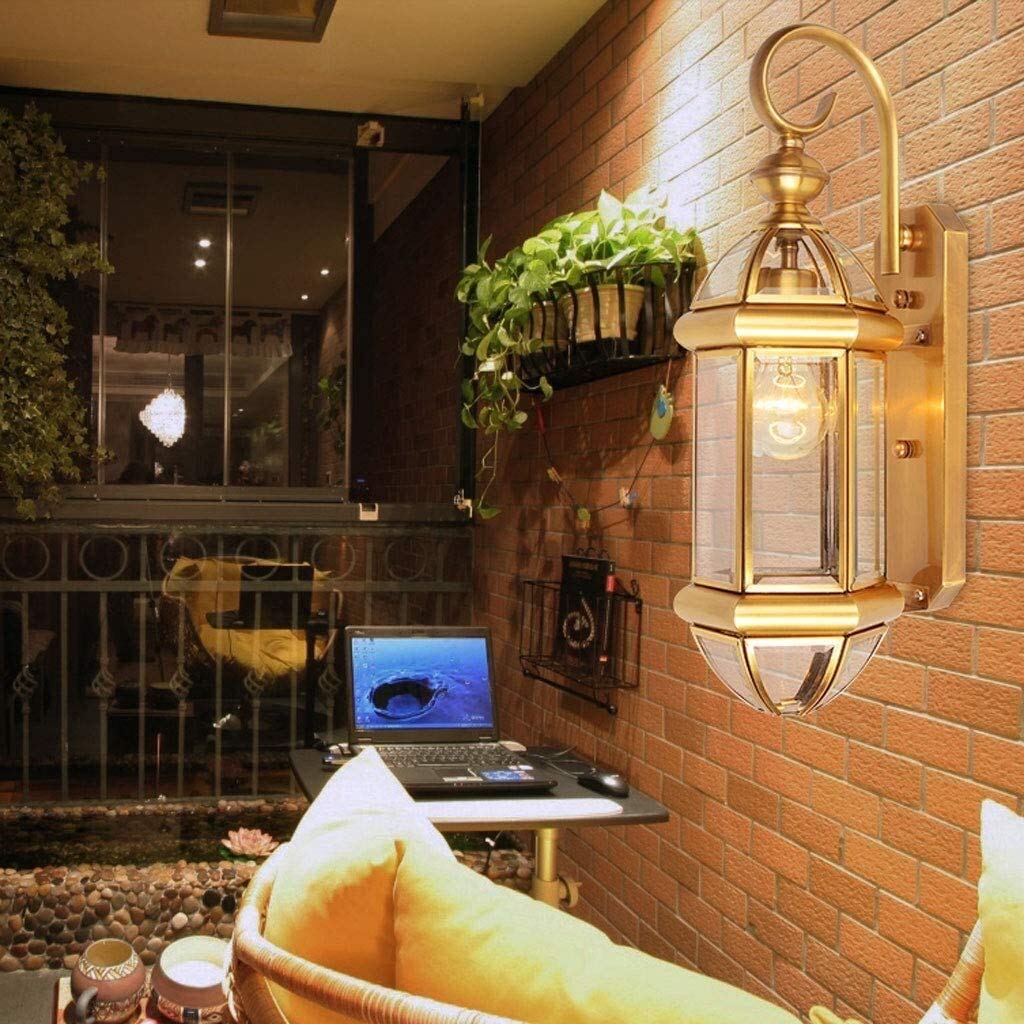 ZpLMW Wall Light Copper Outdoor Wall Lamp Waterproof Home Retro Garden Lighting Corridor Aisle Balcony Exterior Wall Stair Wall Lamp