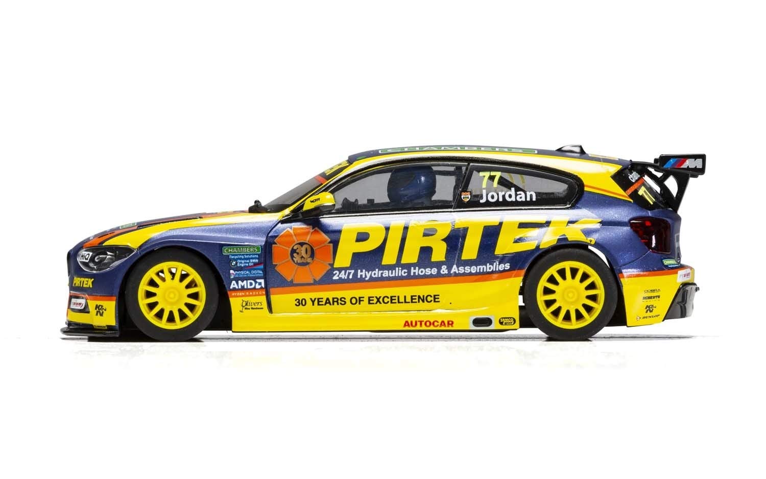Scalextric 125i BTCC 2018 Andrew Jordan 1:32 Slot Race Car C4018, Yellow & Blue