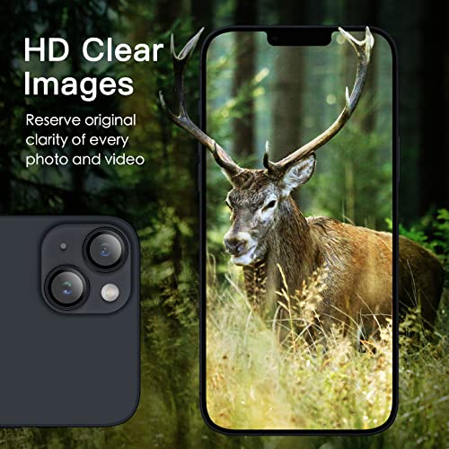 JETech Camera Lens Protector for iPhone 14 6.1-Inch and iPhone 14 Plus 6.7-Inch, 9H Tempered Glass Metal Individual Ring Cover, HD Clear, 2-Pack (Midnight)