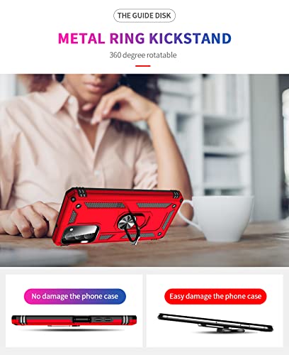 SunRemex for Samsung Galaxy A03S Case with Tempered Glass Screen Protector, Samsung A03S Case Kickstand [Military Grade] 16ft.Drop Tested Protective Cover for Samsung Galaxy A03S (A03S_Red)