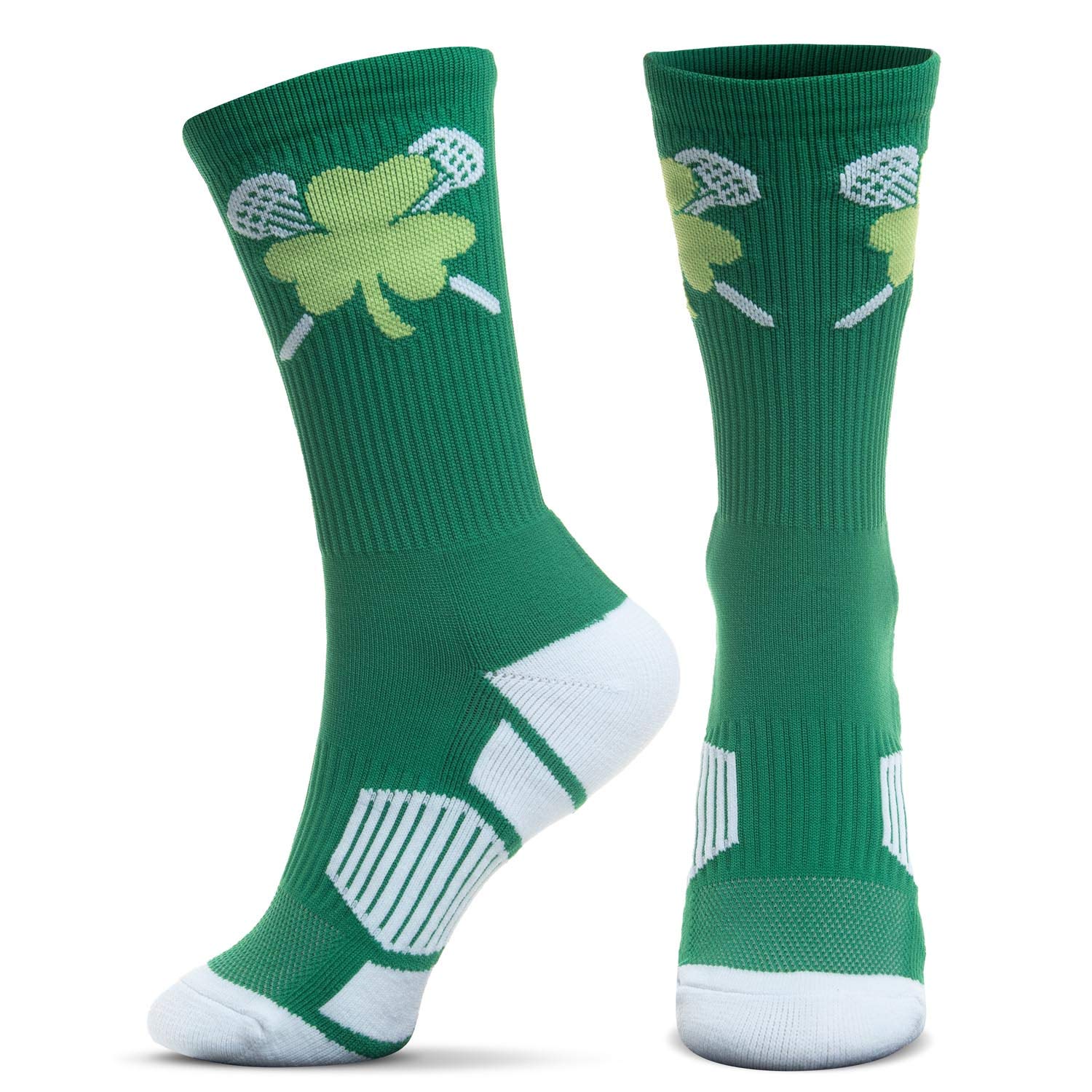 ChalkTalkSPORTS Lacrosse Athletic Mid-Calf Woven Socks | Lacrosse Shamrock Socks | Green