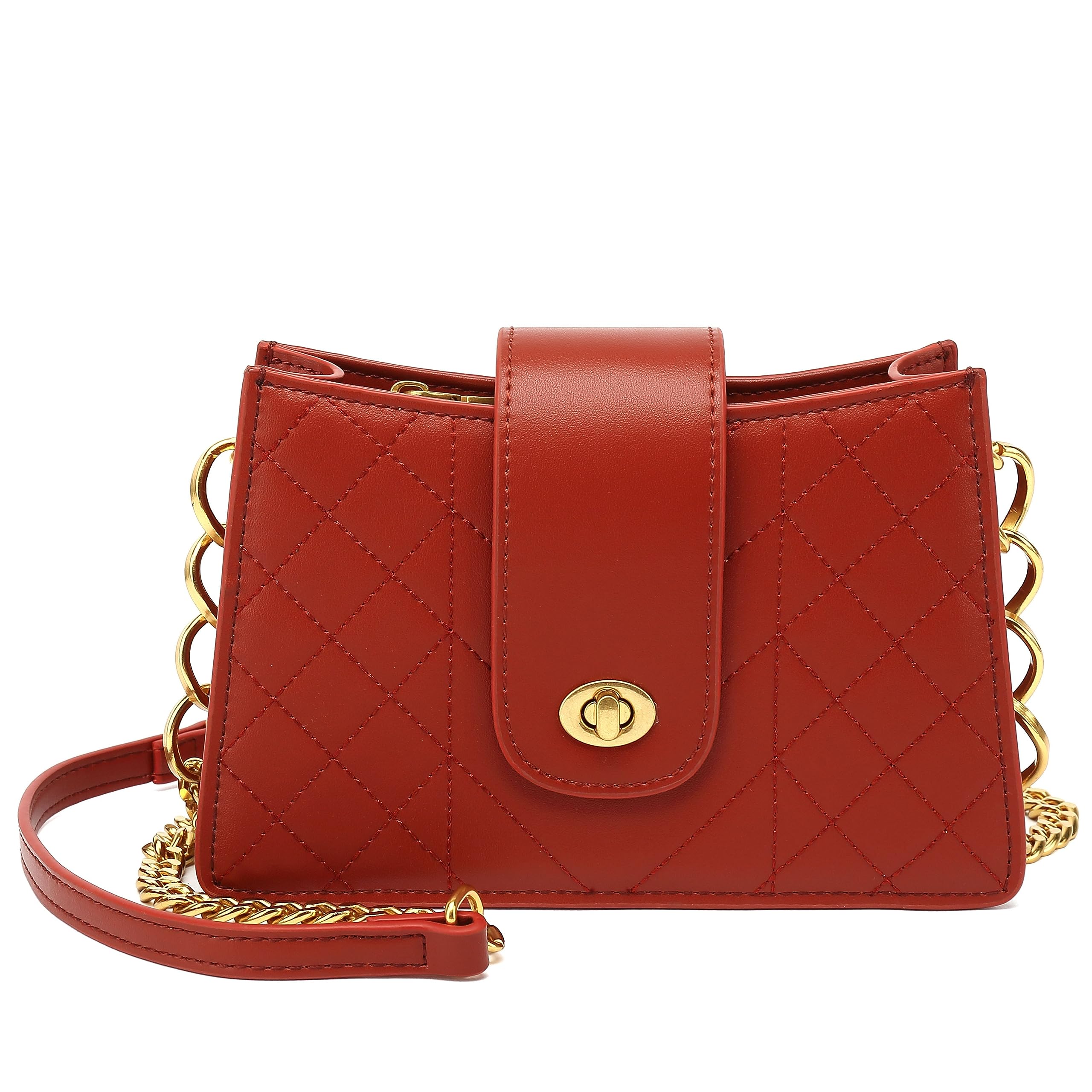 Scarleton Crossbody Bags for Women, Shoulder Bag, Lightweight Gold Chain Purses for Women, Quilted Crossbody Bag Purse, H208510 - Red