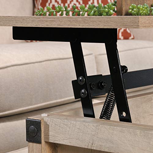 Sauder Carson Forge Rustic Lift Top Coffee Storage Industrial Living Room Table, L: 43.15" x W: 19.45" x H: 18.98", Lintel Oak Finish