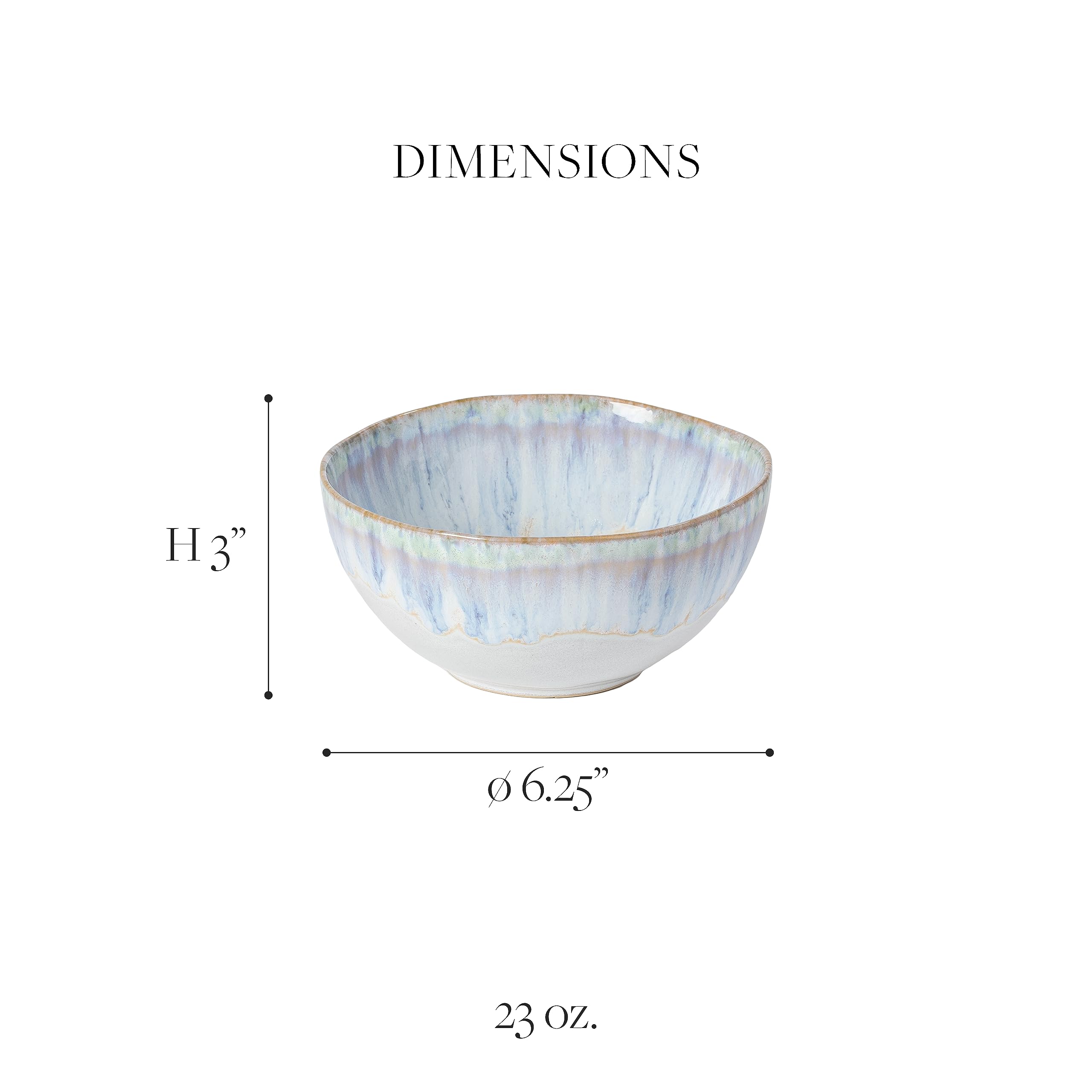 Costa Nova Ceramic Stoneware 23 oz. Soup & Cereal Bowl - Brisa Collection, Ria Blue | Microwave & Dishwasher Safe Dinnerware | Food Safe Glazing | Restaurant Quality Tableware