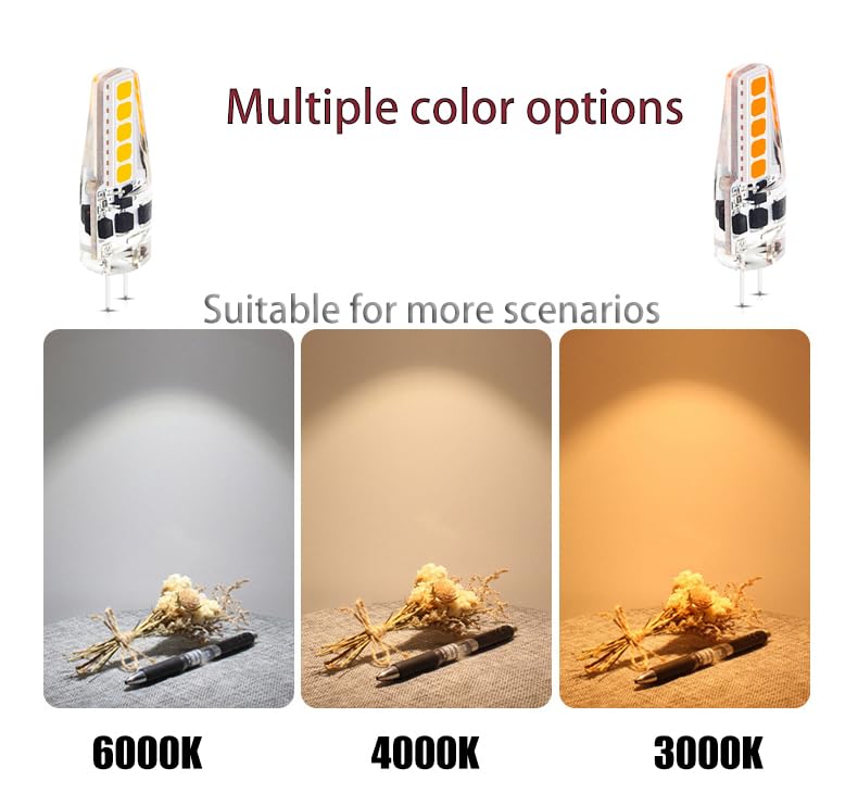 G4 LED Bulb 2W Equivalent to 20W-25W T3 JC Type Bi-Pin G4 Base Halogen Bulb, AC/DC 12V Warm White 3000K G4 Bulb for Under Cabinet Light,Ceiling Lights,RV, Boats,Outdoor Landscape Lighting (10Pack) …