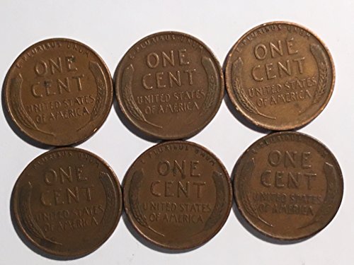 High Grade Set of Early Key Date 1930's Lincoln Cents : 1931 P & D 1932 P & D 1933 P & D Full Wheat Stalks