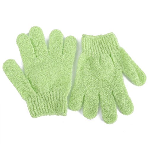 FALOME 2pcs Shower Gloves Exfoliating Mitt Nylon Bath Gloves for Men Women Kids Green