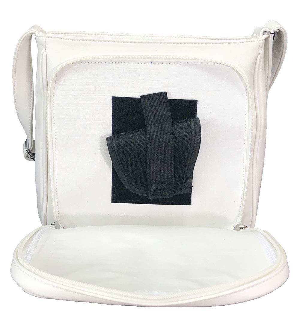 Zzfab Triple Zipper Locking Concealed Carry Crossbody Bag - CCW Concealed Carry Purse (White)