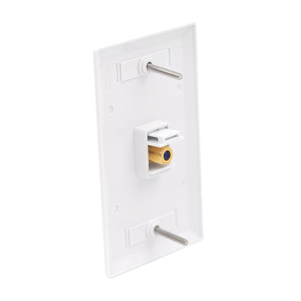 VCE Coax Wall Plate 2-Pack, 1-Port TV Cable Wall Plate 3GHz F-Type Keystone Wall Jack for Coaxial Cable, Single Gang, White