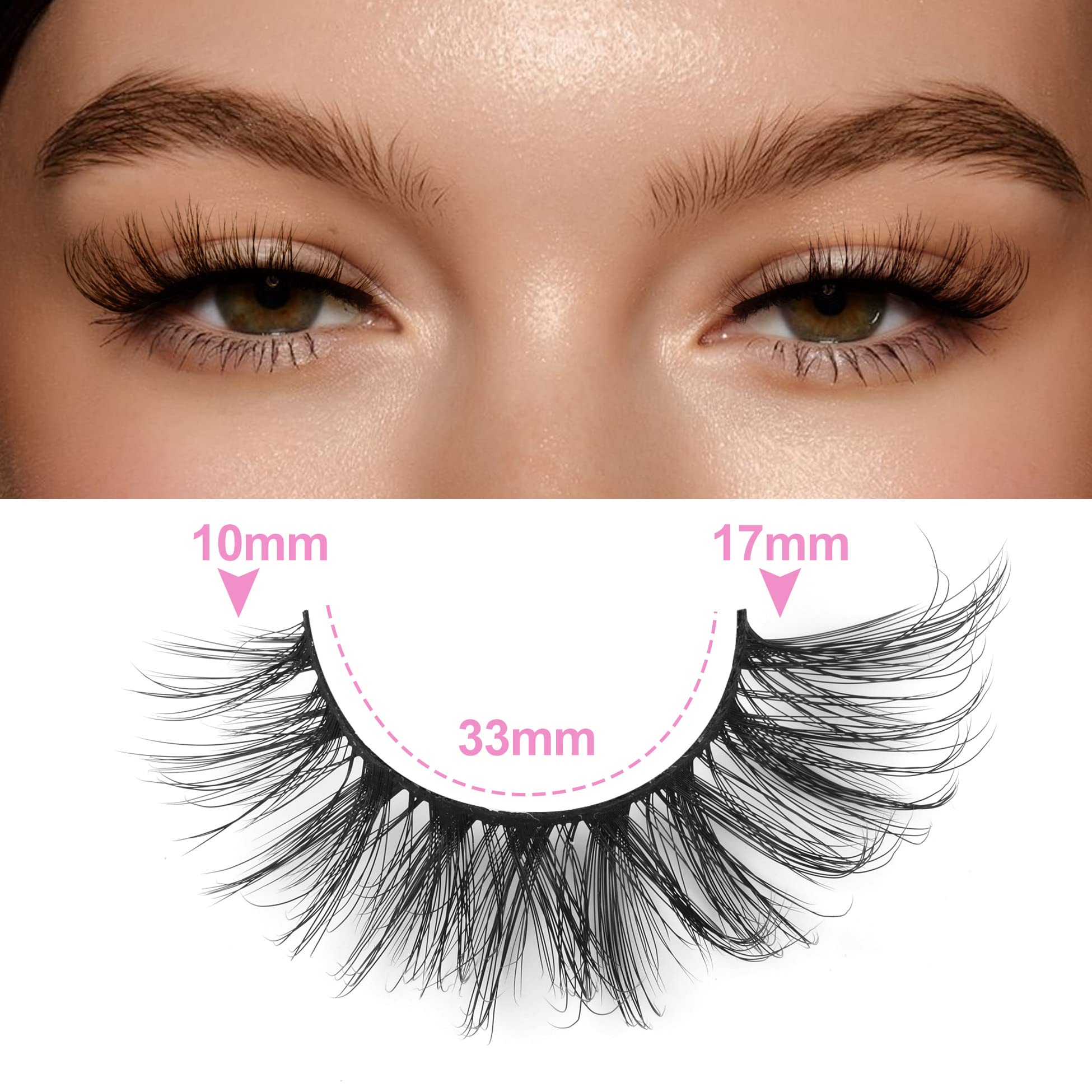 False Eyelashes Natural Mink Lashes Wispy Fluffy Cat Eye Lashes Soft 8 Pairs Eye Lashes Pack by Pawotence