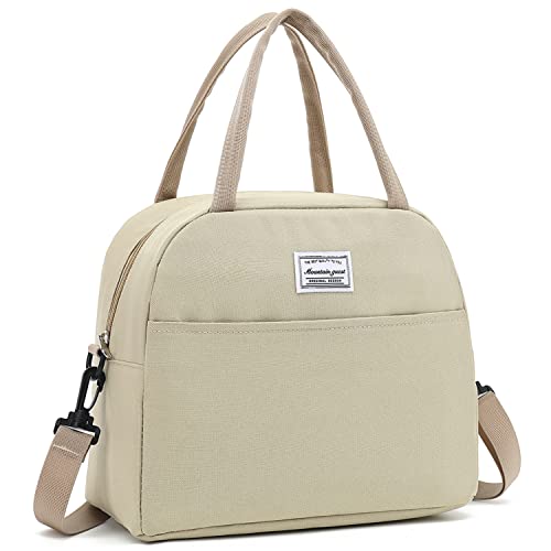 Mountain guest Lunch Bag Reusable Insulated Cooler Lunch Box Adult Water Resistant Tote Lunch Bag for Women/Men Work Picnic Beach or Travel (Beige)