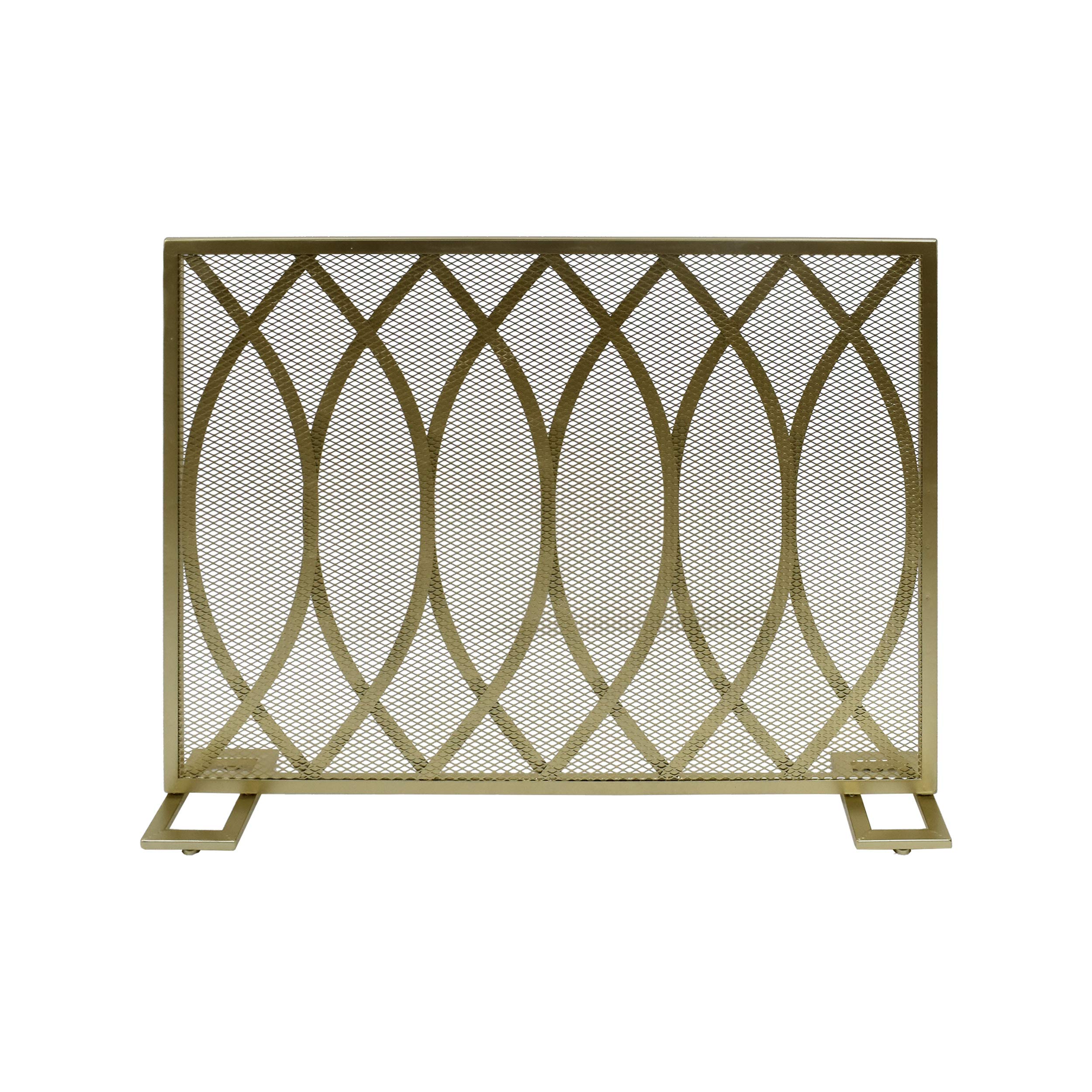 Christopher Knight Home Junior Modern Single Panel Iron Firescreen, Gold Finish