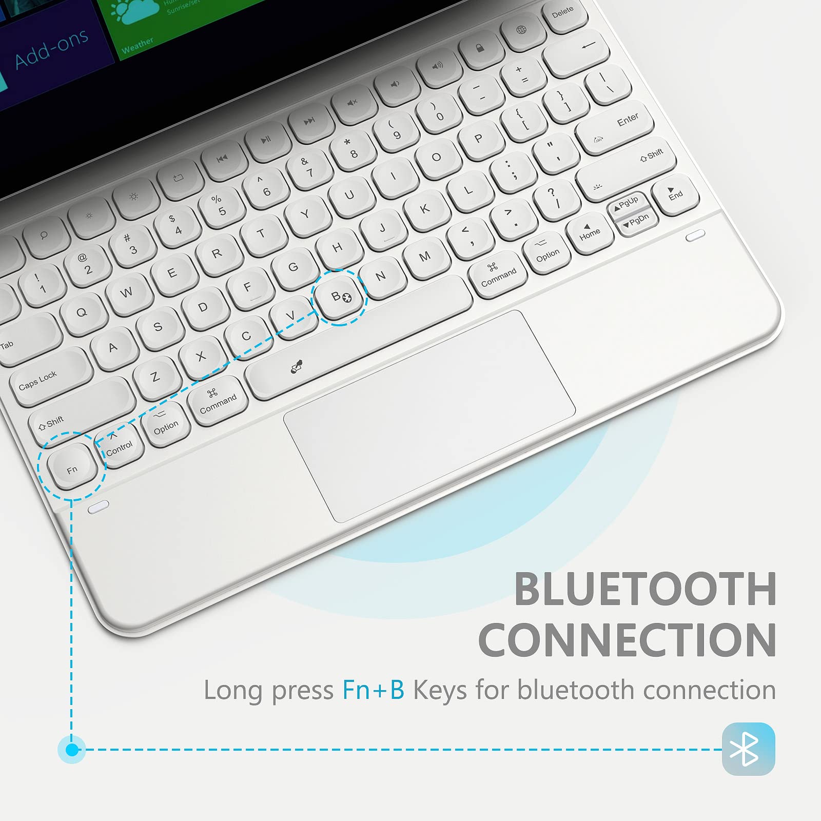 FDQI Floating Cantilever Stand Magnetic Keyboard Case Compatible with iPad Pro 12.9 inch 2022 (6th/5th/4th/3rd Gen), iPad Case with iPadOS Shortcuts, Multi-Touch Trackpad, 7-Color Backlit-White