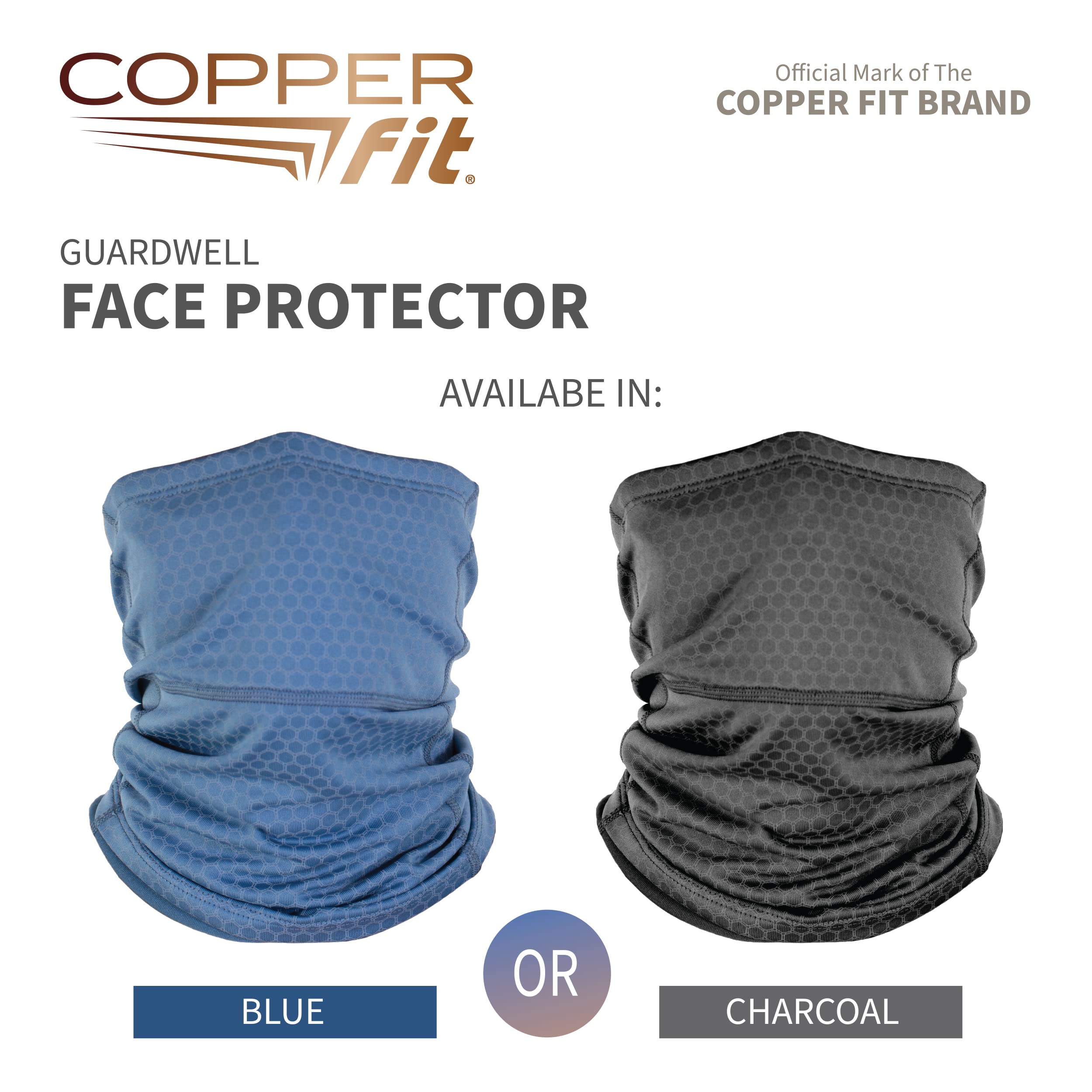 Copper Fit Unisex Adult Guardwell Face Cover and Neck Gaiter, Charcoal