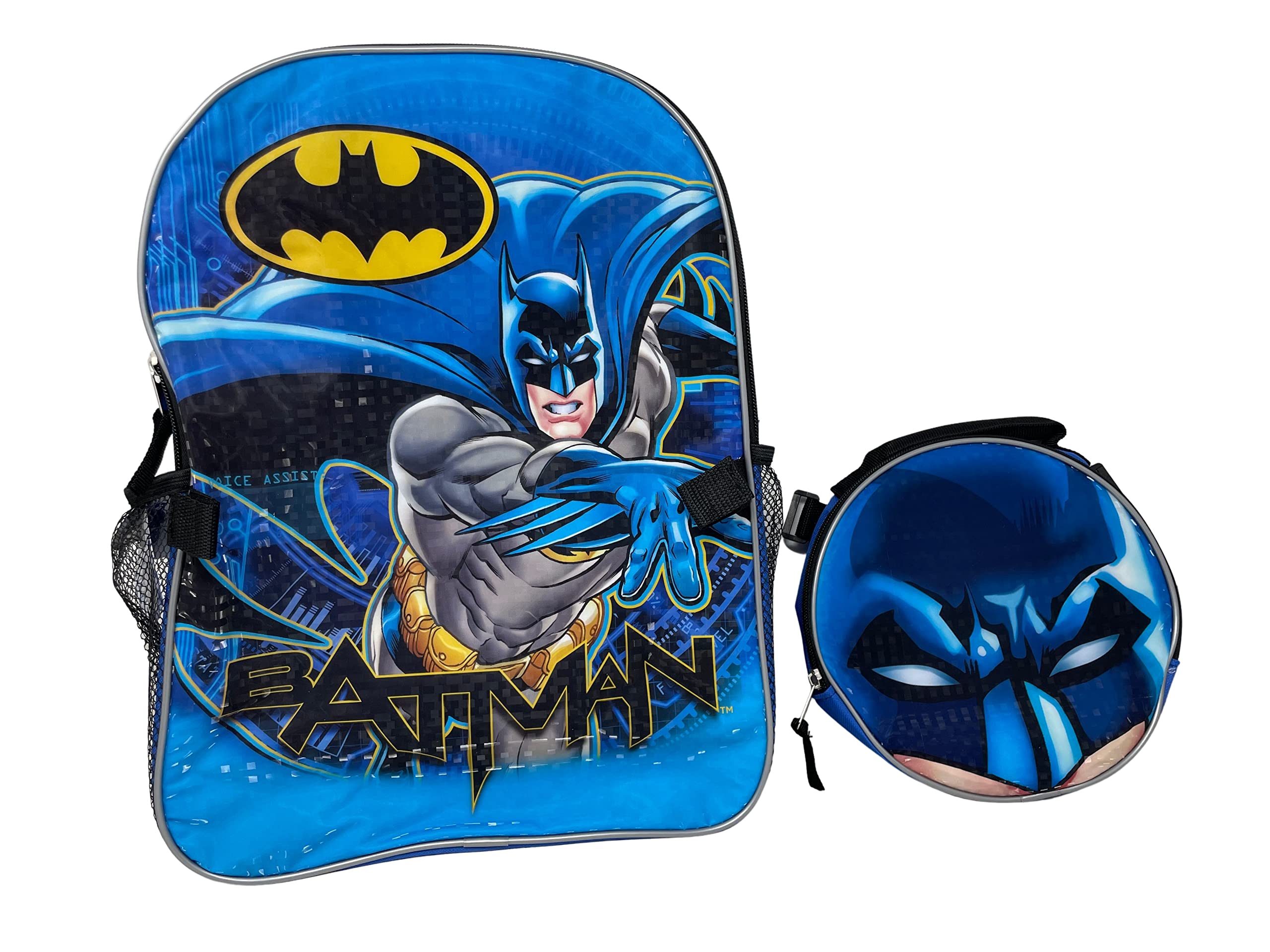 Fast Forward Batman 16" Backpack with Matching Lunch Bag Set