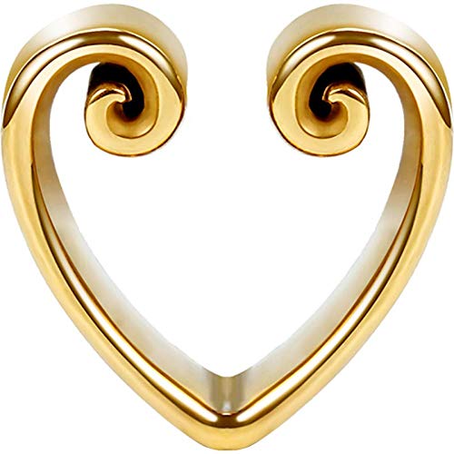 COOEAR 1 Pair Heart Ear Gauges, Upgrade Tunnels Piercing Plugs 2g, 00g to 30mm Expander Steel Stretchers Gift Packing.