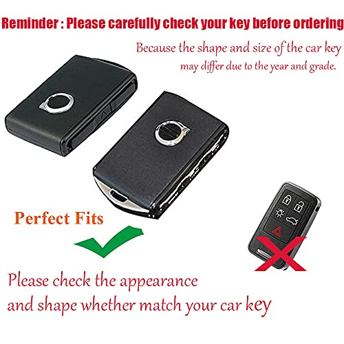 HIBEYO Leather Smart Key Fob Case Compatible with Volvo XC40 XC60 XC90 S90 V90 Car Key Fob Cover Remote Keyless Entry Full Protection Shell 2019 2021 Keychains Auto Accessories Holder Protector-Brown